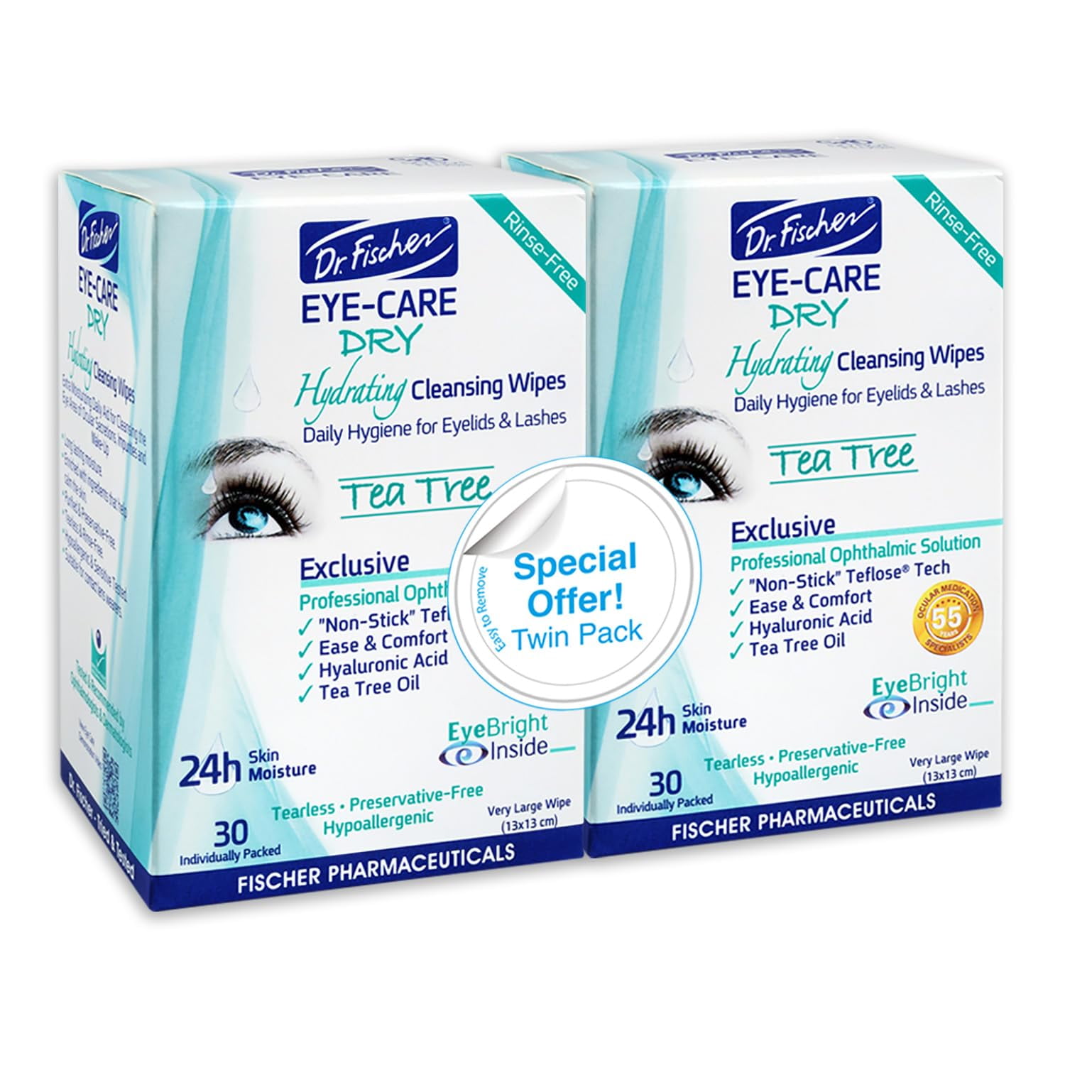 Dr. Fischer Tea Tree Eyelid Wipes for Dry Eyes - Gentle Eye Wipes for ...