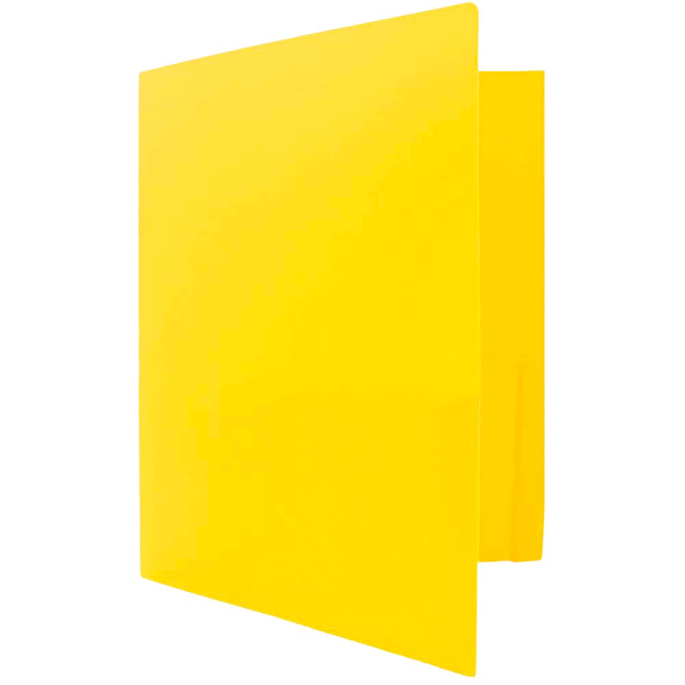 JAM Heavy Duty Plastic Two Pocket Presentation Folders, Yellow, 6 pack ...