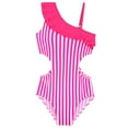 AWZXDE Girls One Piece Swimsuits One Shoulder Striped Cut Out Waist ...