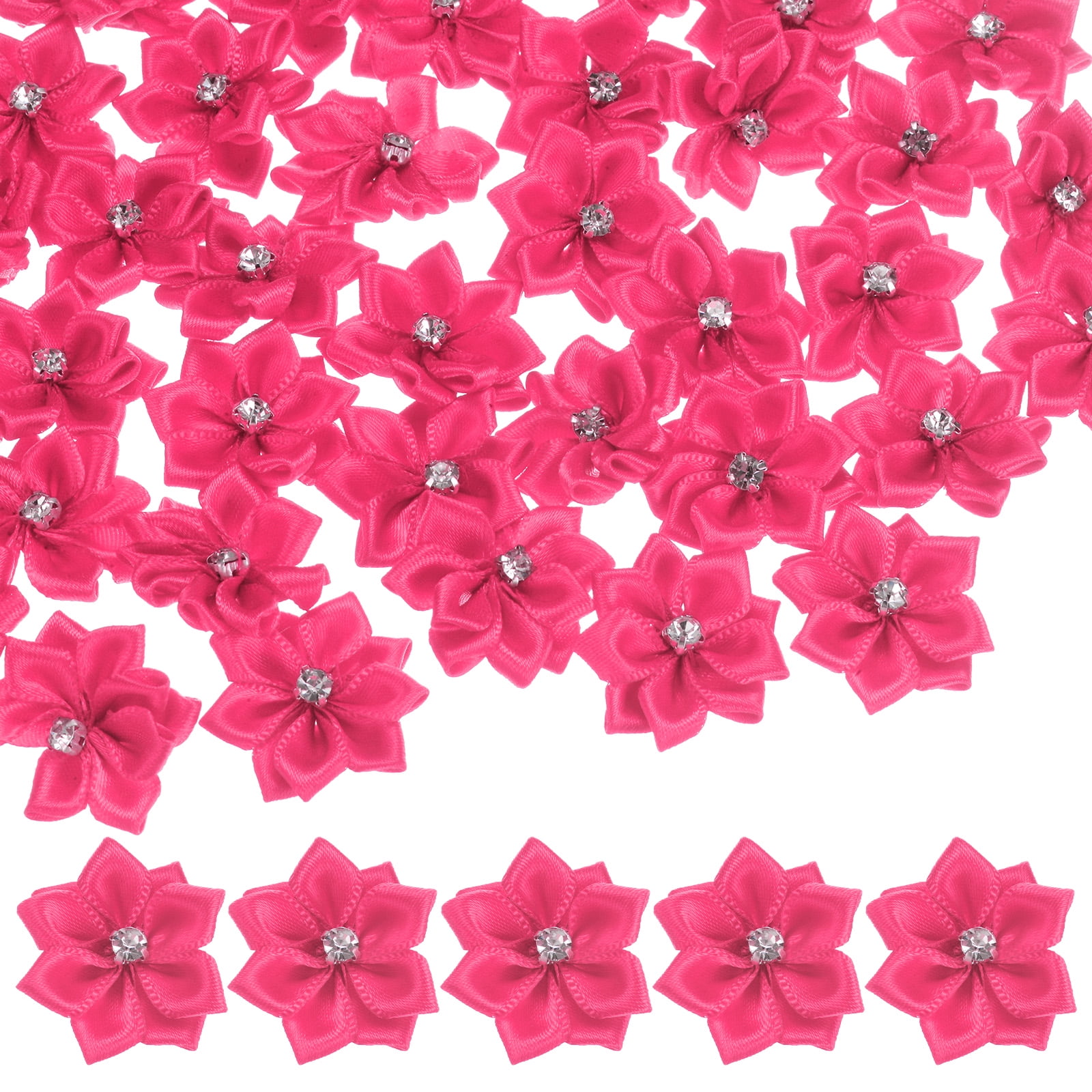 Uxcell 200-pack Flores de Cinta de Satén, Mini Flores de Tela de 1.2 ...