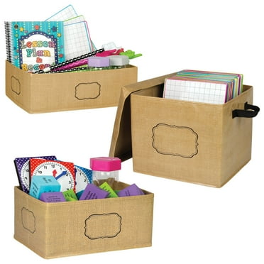 Teacher Created Resources Burlap Storage Box Lift-off Closure - Brown ...