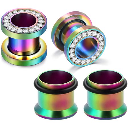2 Paires Stainless Steel Ear Tunnel Plugs Diamond Expander Stretching ...
