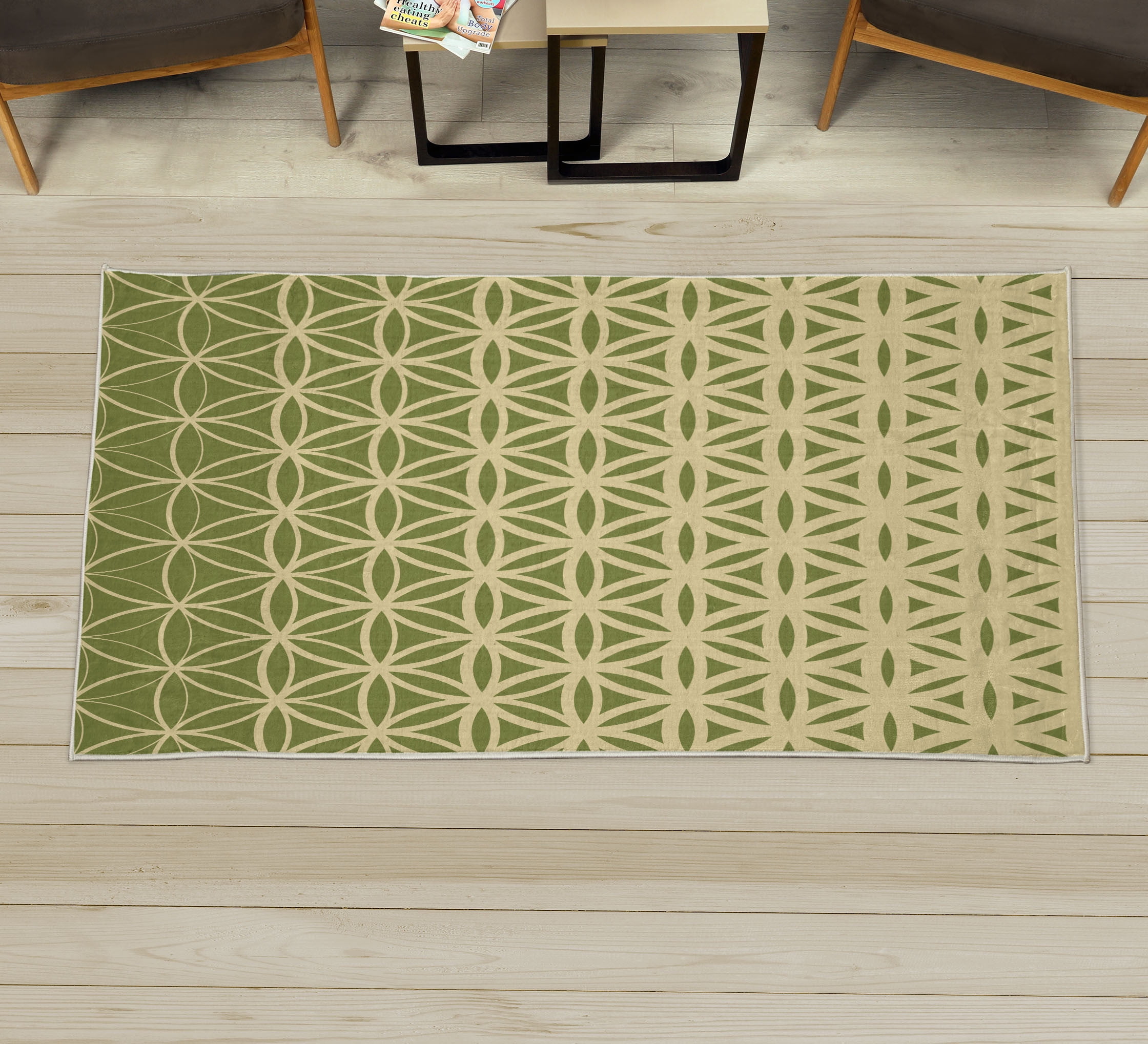 Abstract Decorative Rug, Retro Geometric Ombre Inspired Pattern Classic ...
