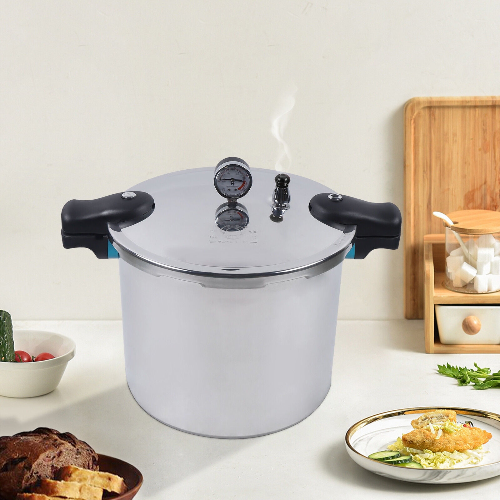 22L Pressure Cooker Canner Aluminum Explosion-Proof Kitchen W/ Steam ...