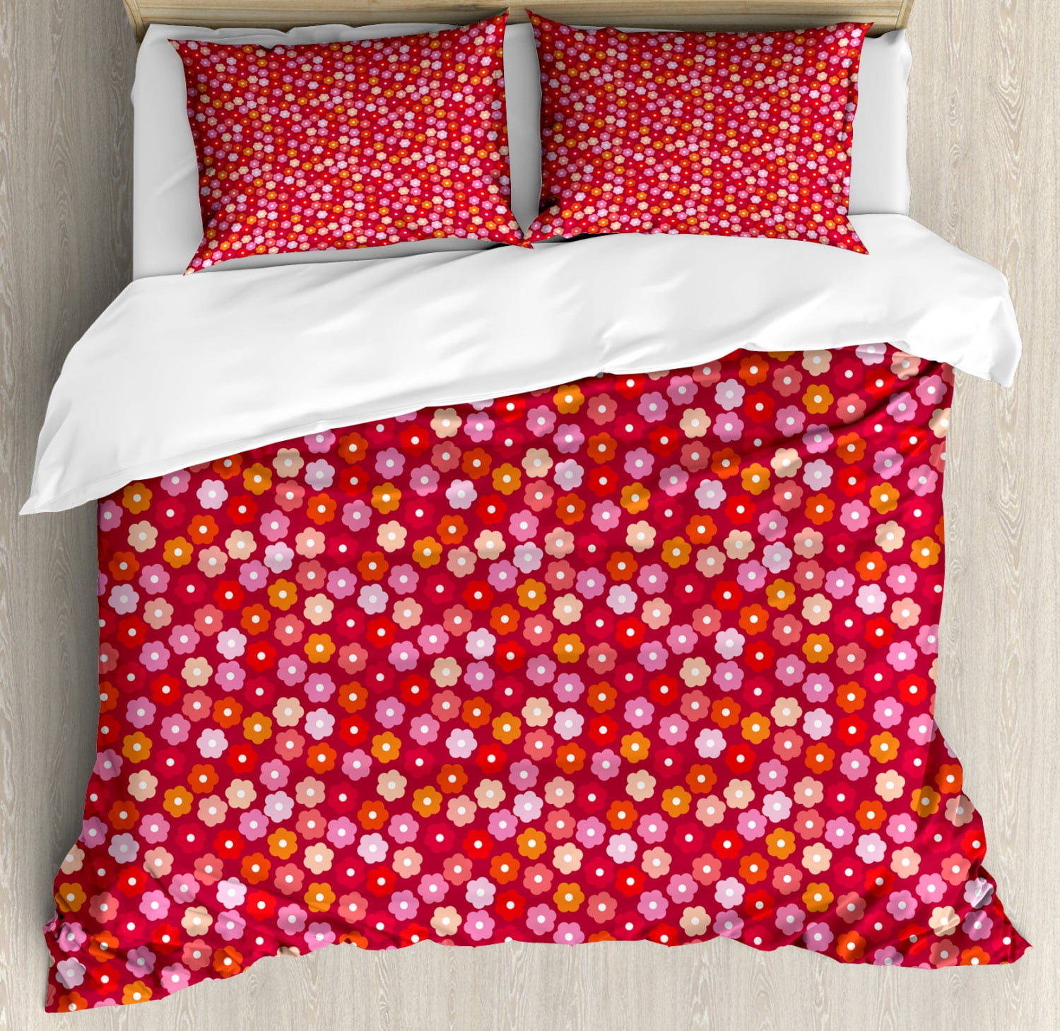 Spring Duvet Cover Set Queen Size, Flourishing Daisy Petals Mother ...