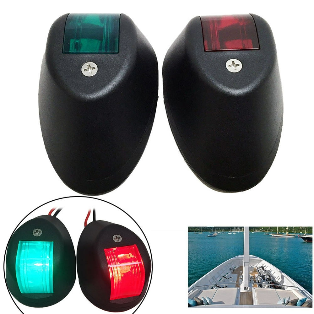 Bow LED Navigation Sailing Light Marine Boat Plastic Red+ Green w/Black ...