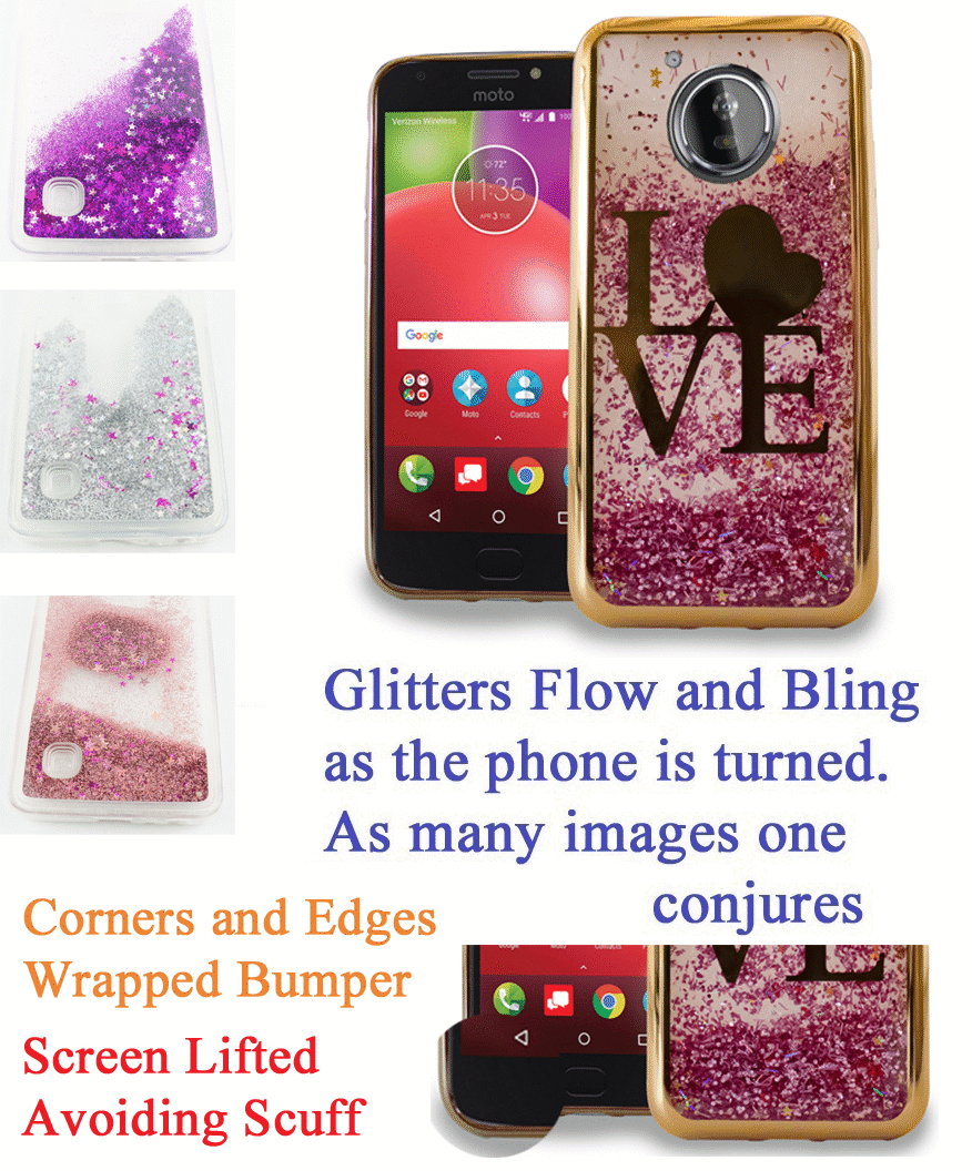 for 5" Motorola MOTO E4 motoe4 Case Phone Case Flowing Glitter ...
