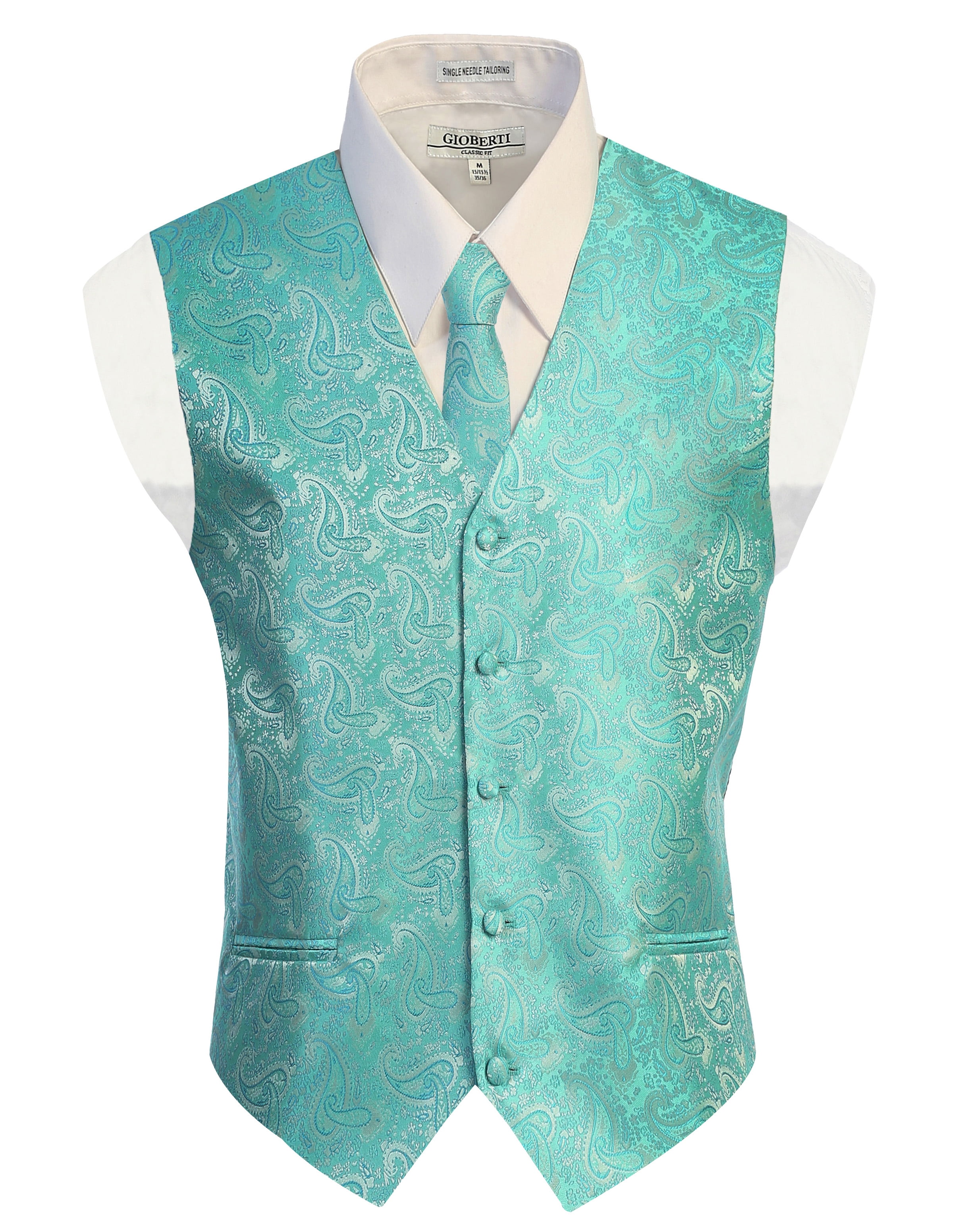 Gioberti Men's Formal 4pc Paisley Vest Necktie Bowtie and Pocket Square ...