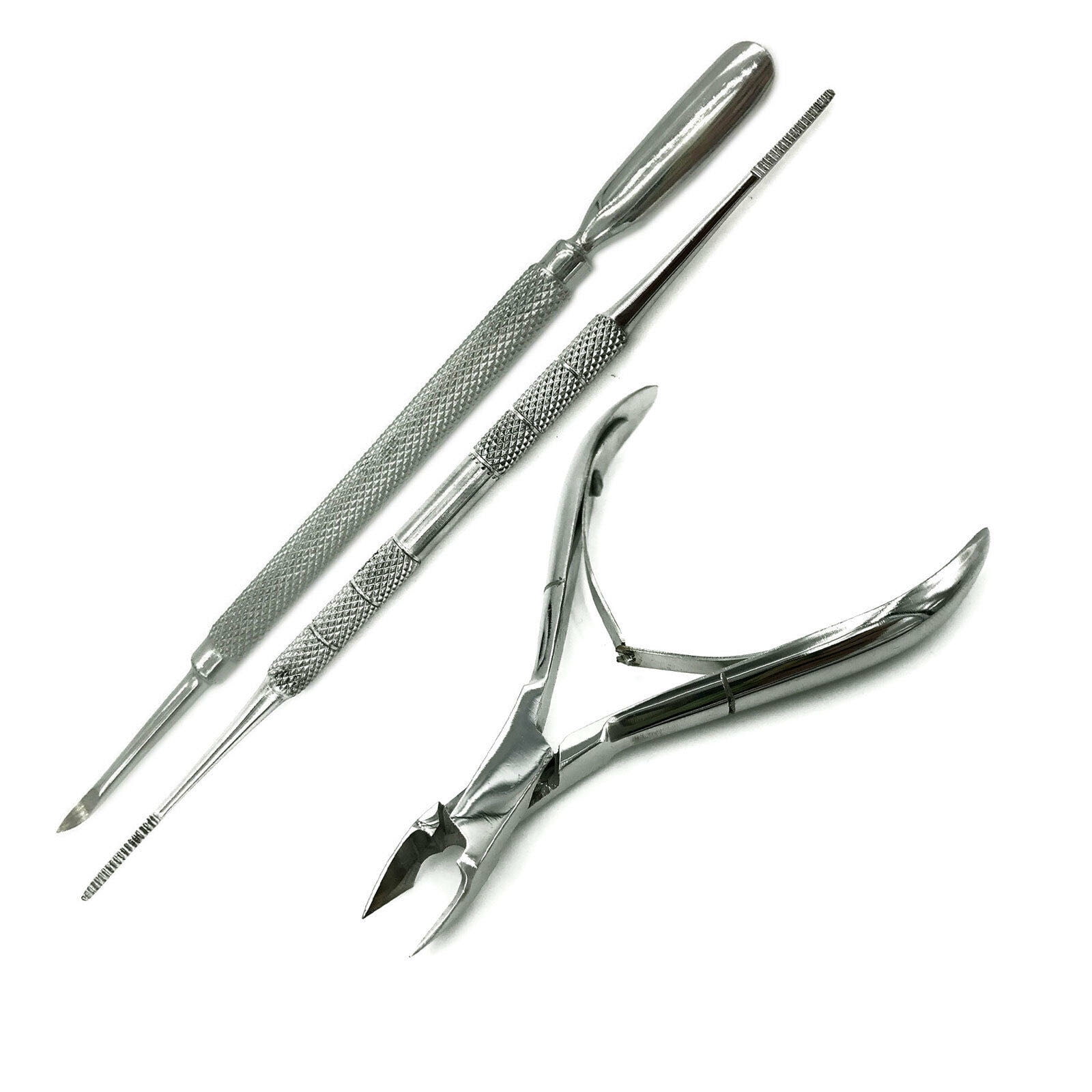 CUTICLE NIPPER CUTICLE PUSHER DUAL SIDED NAIL FILE 3 PC PODIATRIST ...