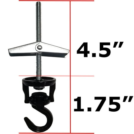 Swivel Hook Hangers, Screws and Anchors Included, Black 2 Pack ...