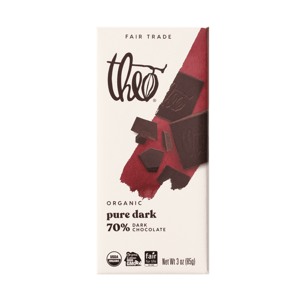 Theo Chocolate Pure 70% Dark Chocolate Bar | 12-Pack | Organic & Fair ...