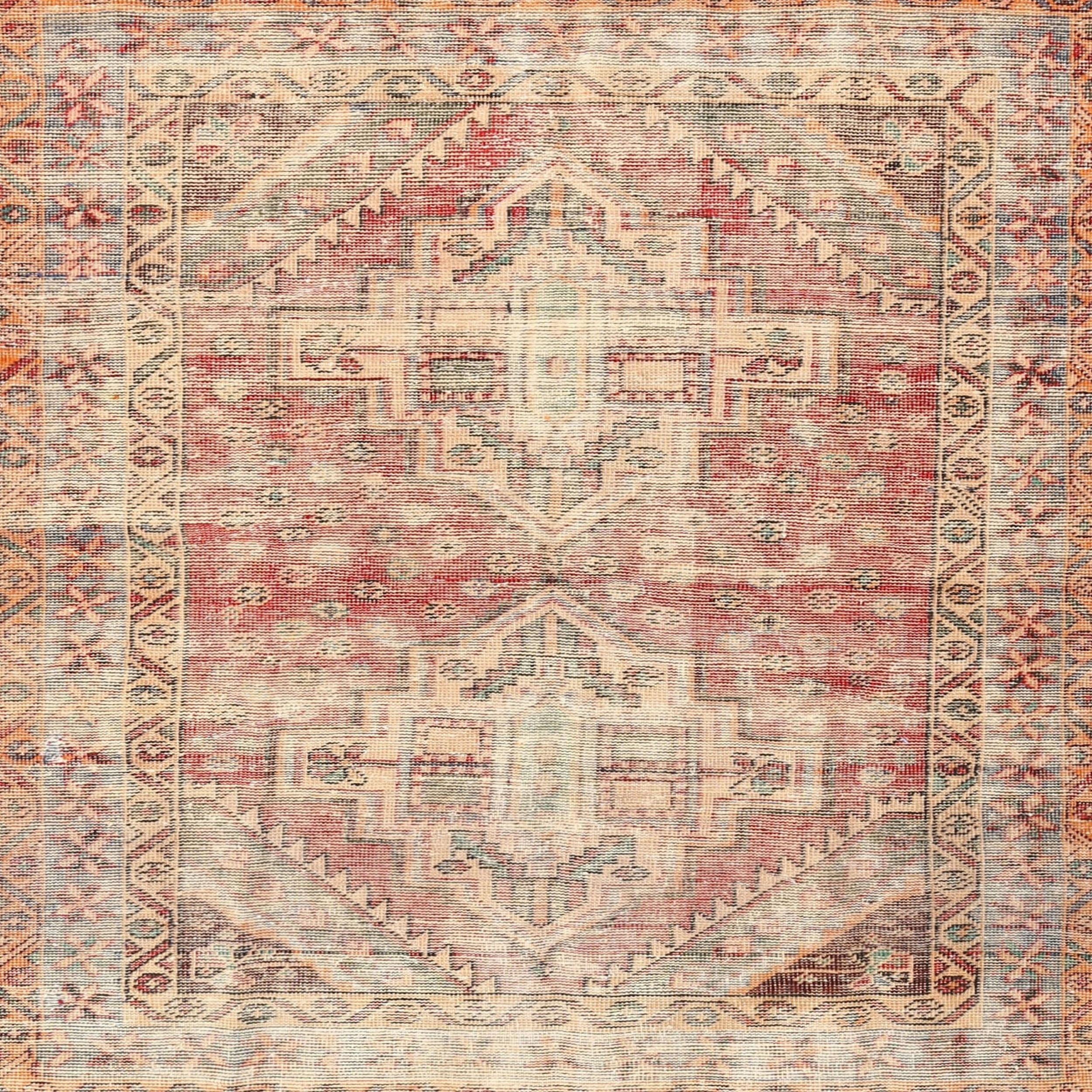 Ahgly Company Indoor Square Traditional Rust Pink Persian Area Rugs, 6 ...
