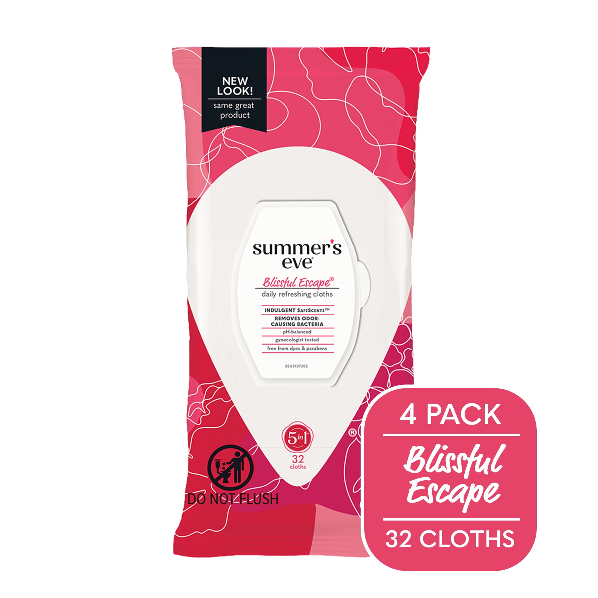 Summer’s Eve Blissful Escape Daily Feminine Wipes, 32 Count, 4 Pack ...