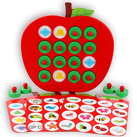 Humerry Wooden Memory Matching Game for Kids, Apple Memory Match Board ...
