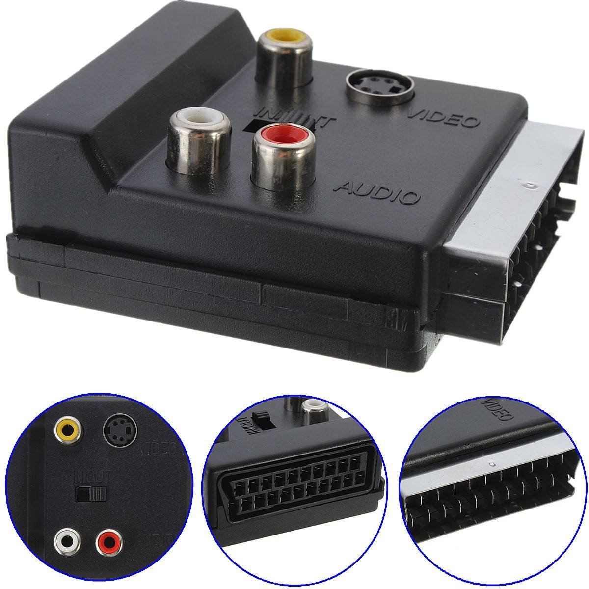 Adaptador hembra negro para reproductores de DVD Bloque adaptador Scart ...