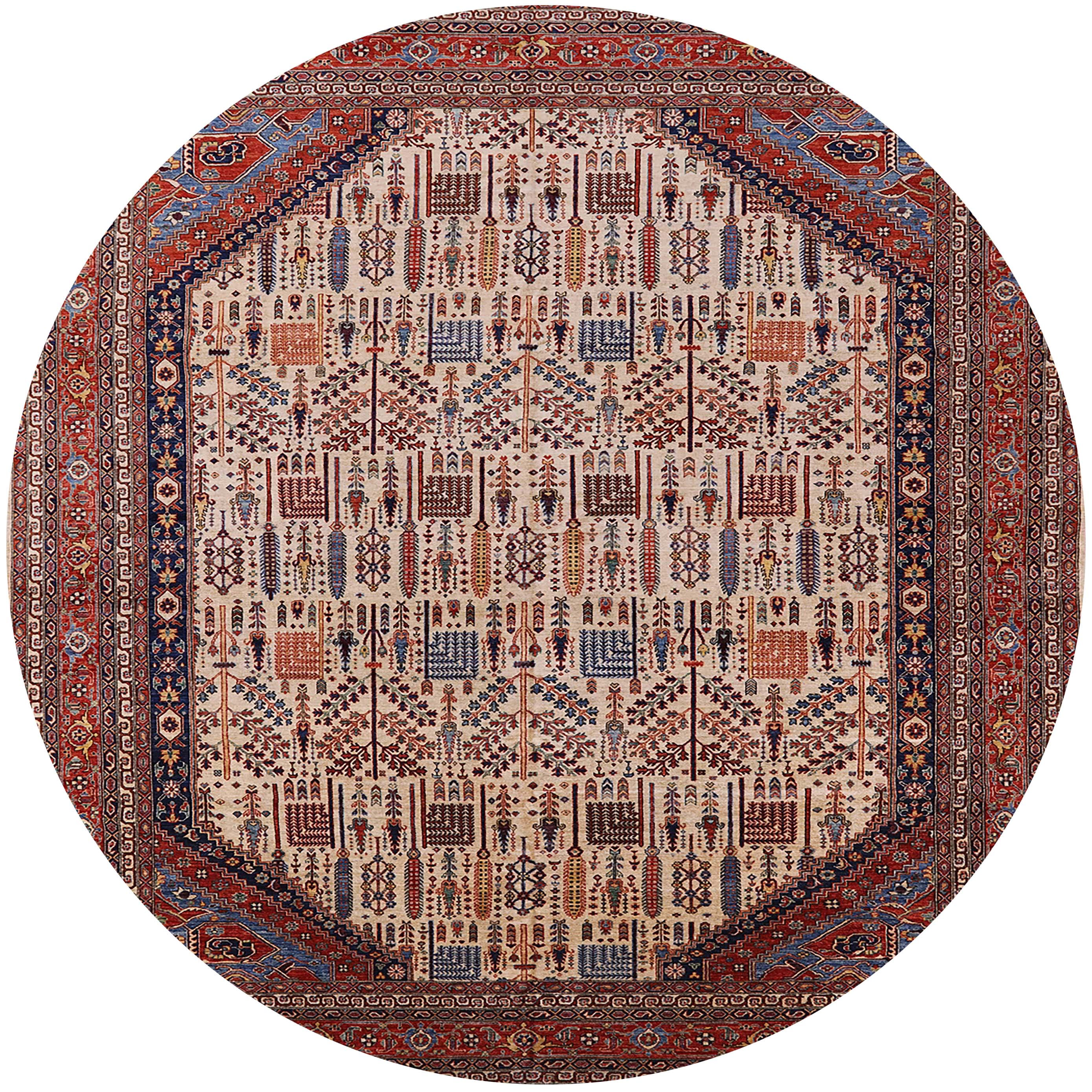 Ahgly Company Indoor Round Mid-Century Modern Camel Brown Oriental Area ...