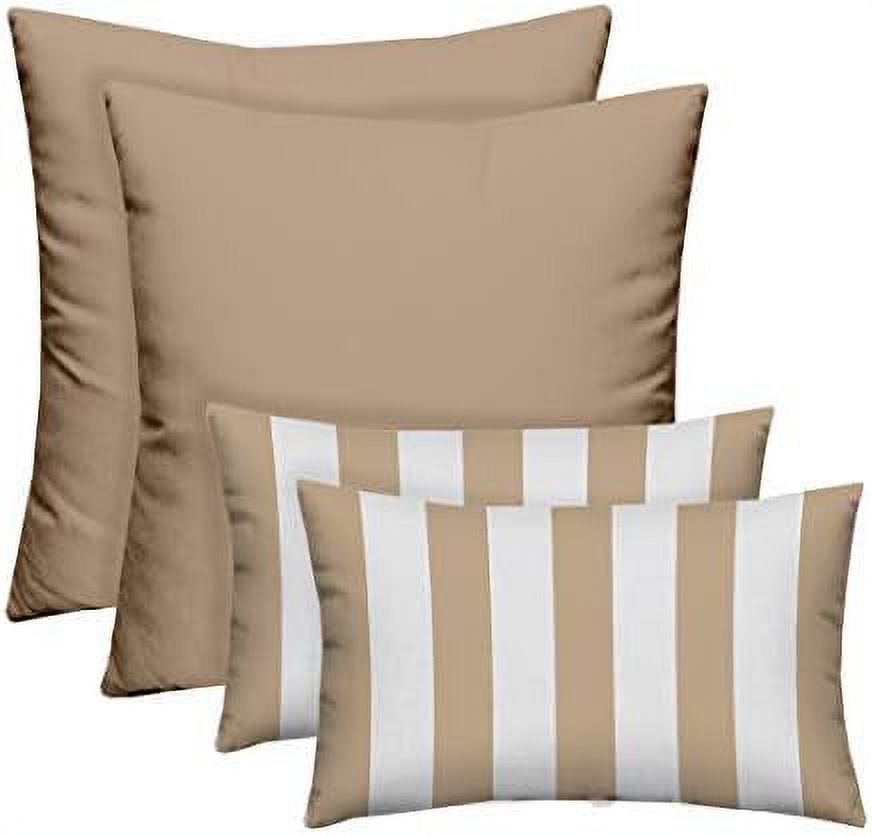Indoor Outdoor Mixed Set Of 4 Pillows - 2 Solid Square 2 Stripe ...