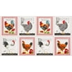 24" X 44" Panel Chickens Farm Roosters Animals Joyful Countryside ...