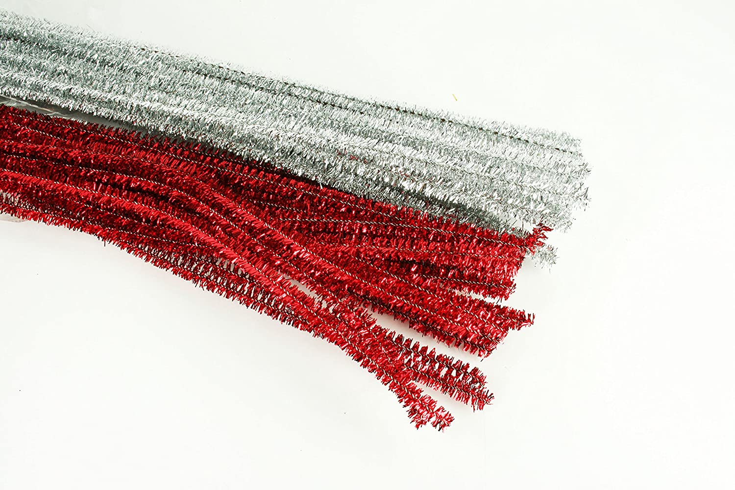 Christmas Set of 100 Metallic Tinsel Pipe Cleaners for Kids Crafts ...