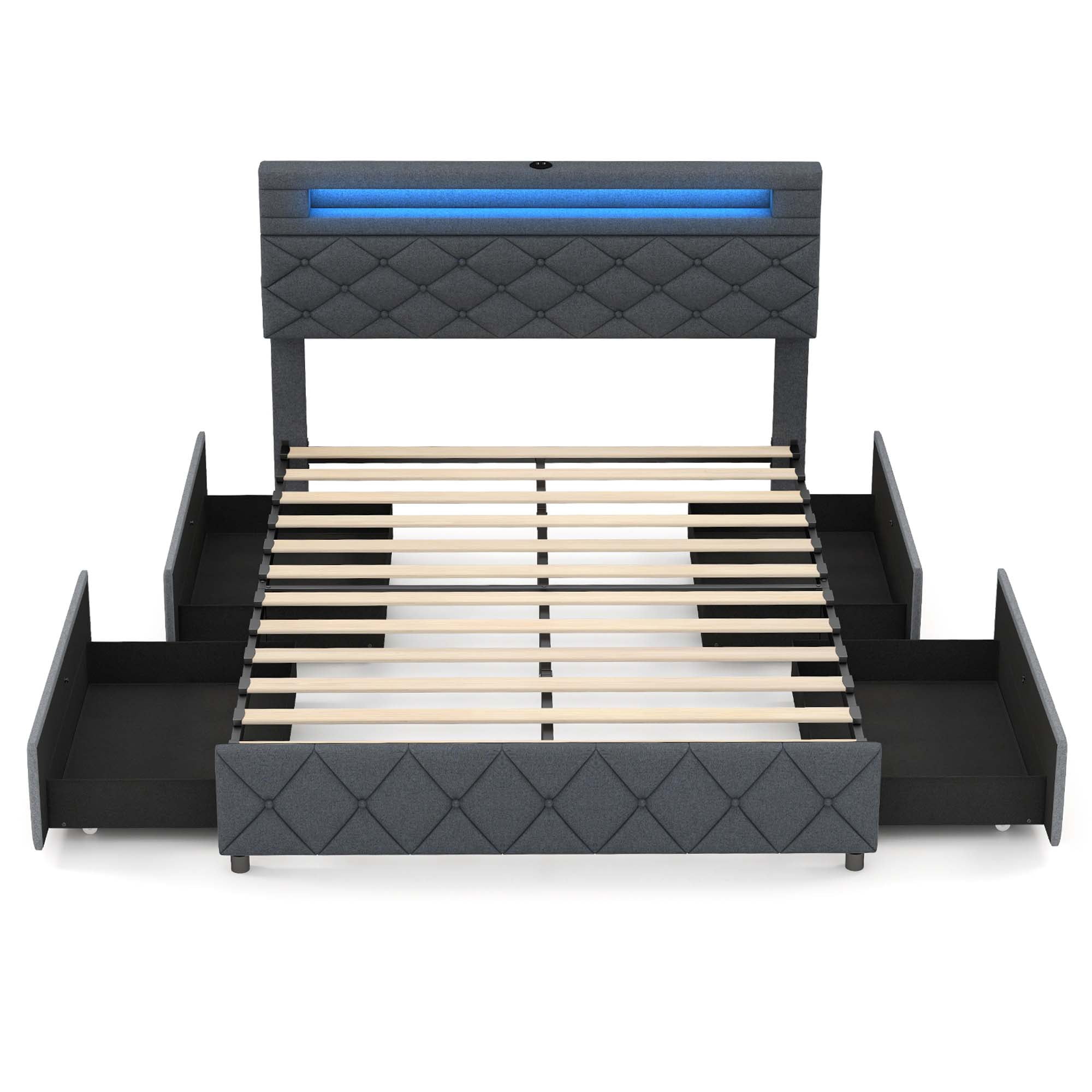 Click here for Costway Full Size Bed Frame With Led Lights & Char... prices