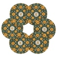 6 Pcs Woven Drink Coasters Set with Metal Stand, Marigold Bed 4 Inch ...