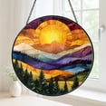 Nature Inspired Mountain Sunset Window Panel – Glass Art Home Decor ...