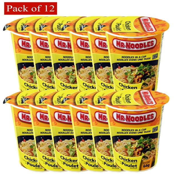 Mr. Noodles Chicken Simulated Flavour in Cup 64gm - Pack of 12 - Walmart.ca