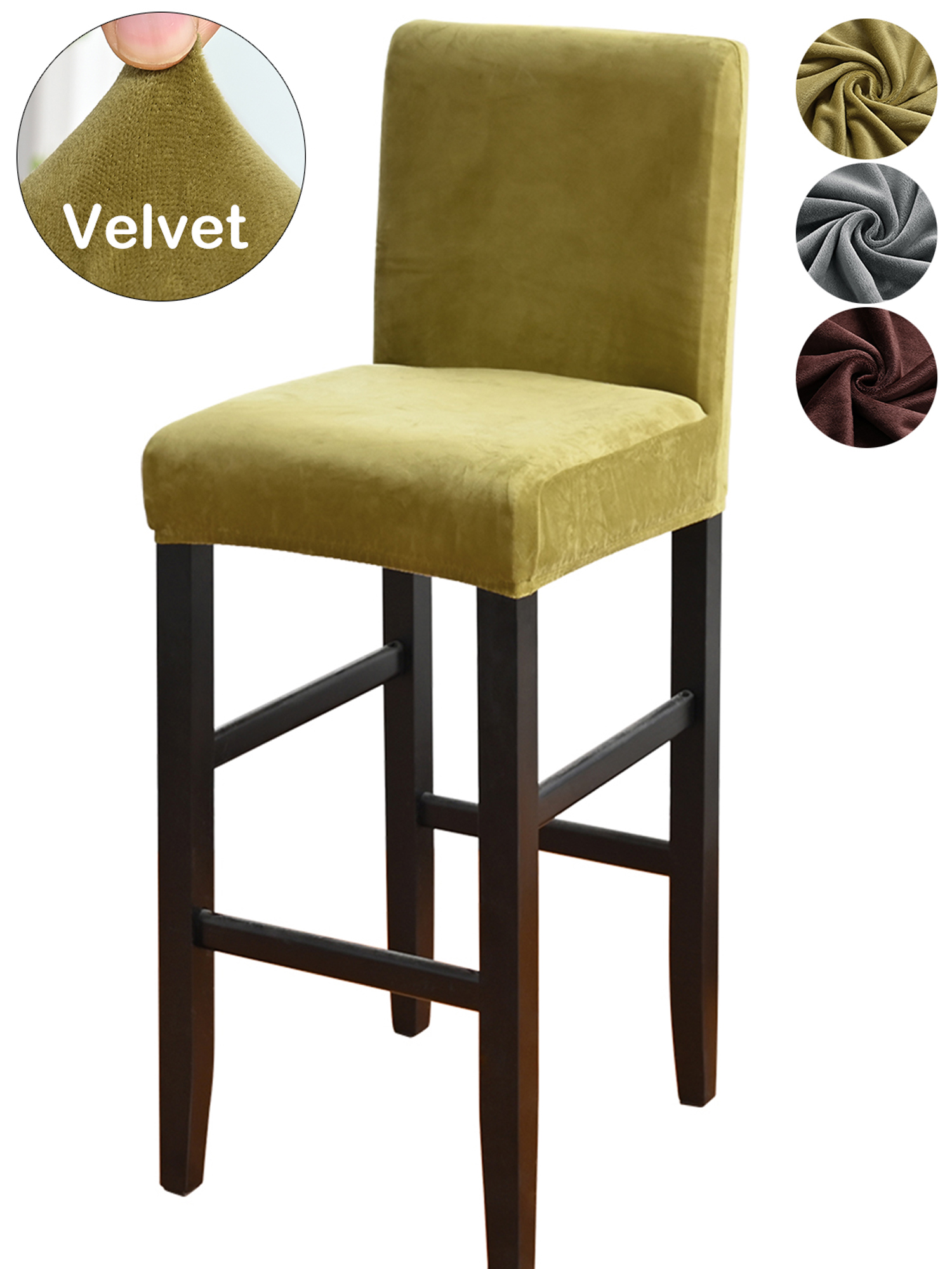 KBOOK Stretch Bar Stool Cover Velvet Pub Counter Height Side Chair ...