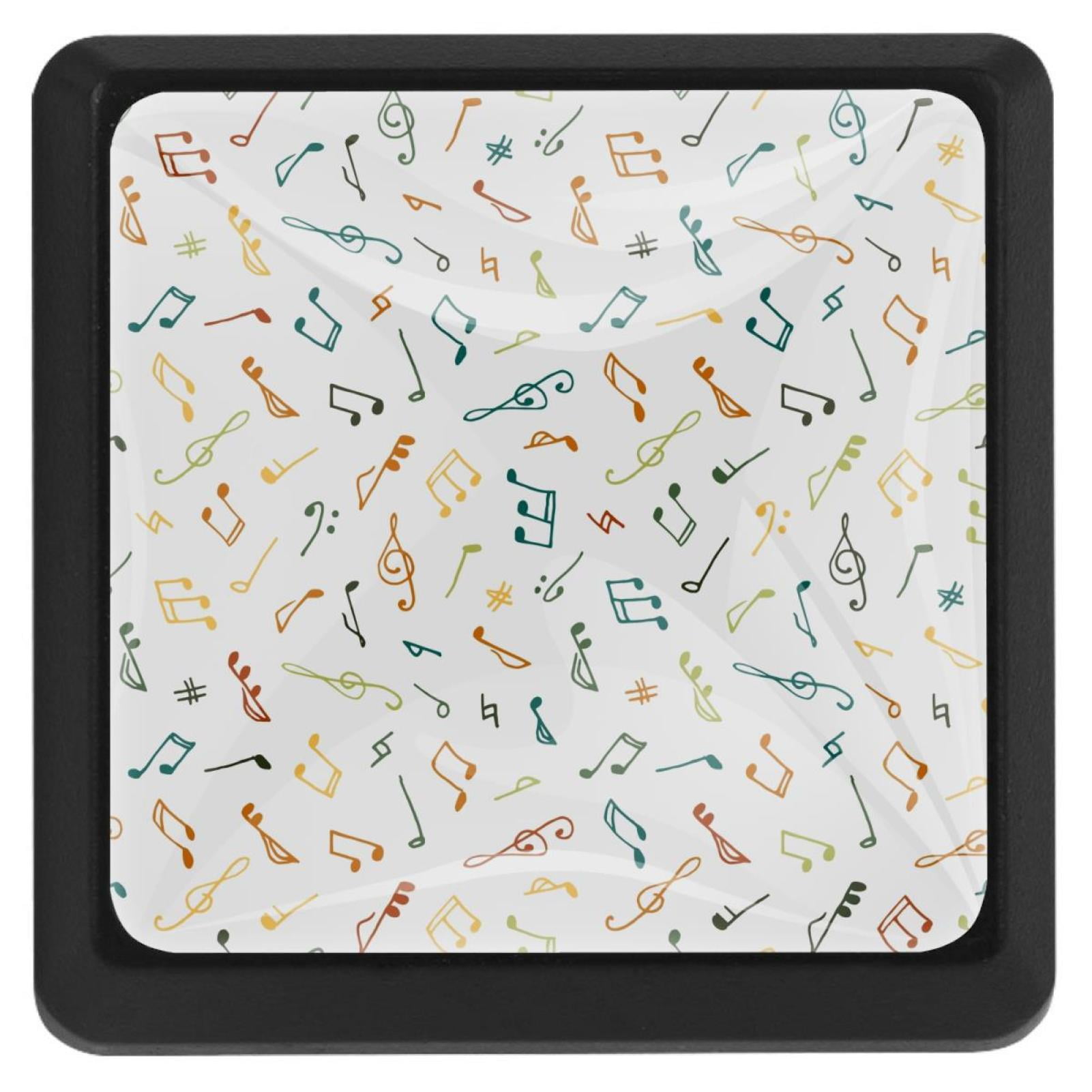 3 Pack Music Notes Square Cabinet Door Knobs Decor for Cupboard ...