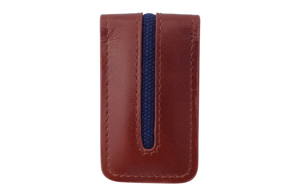 Avallone Men's Canvas & Leather Magnetic Money Clip - Navy Blue ...