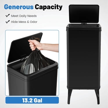 SensorCan 13 Gallon Touchless Kitchen Bin, Automatic Motion Sensor Lid ...