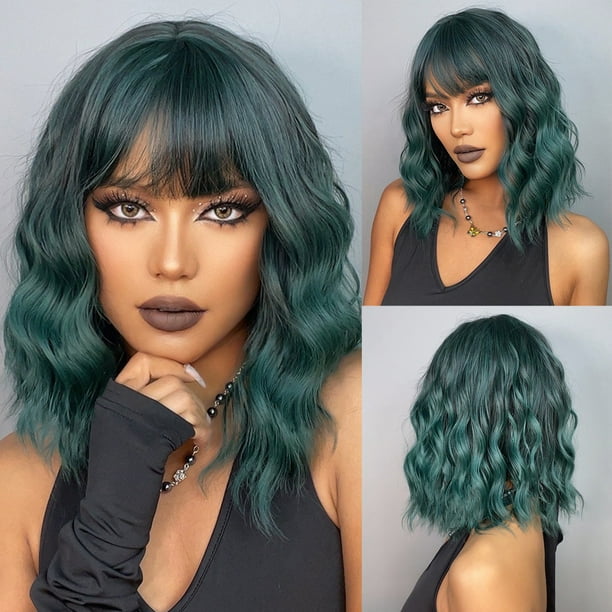 Dark Green Curly Hair