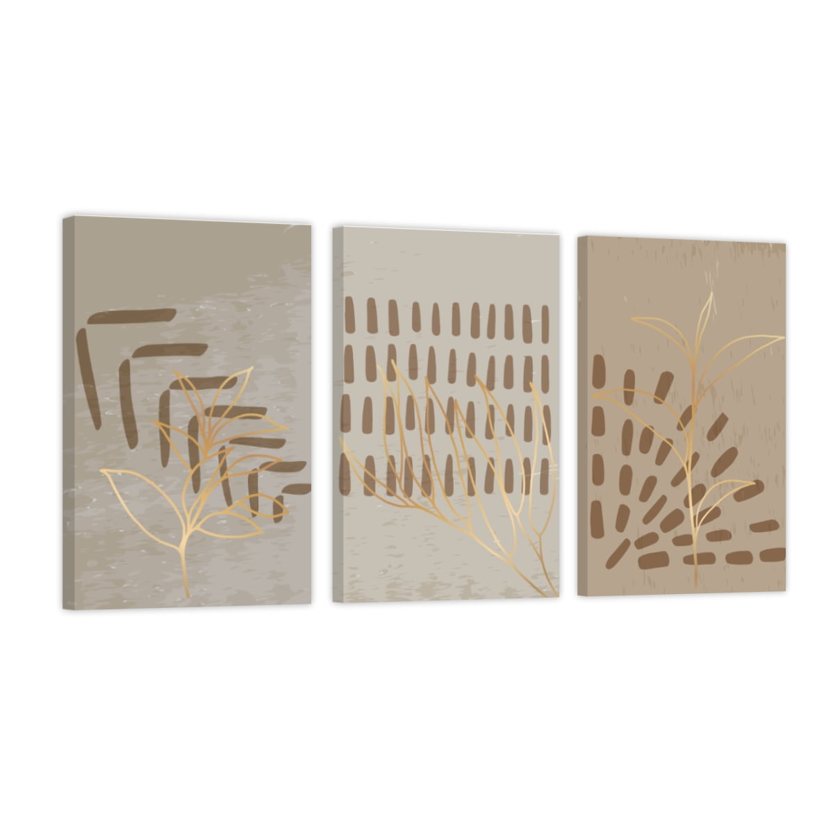 Cuadro Decorativo Tríptico Vertical Follaje Minimalista Canvas ...