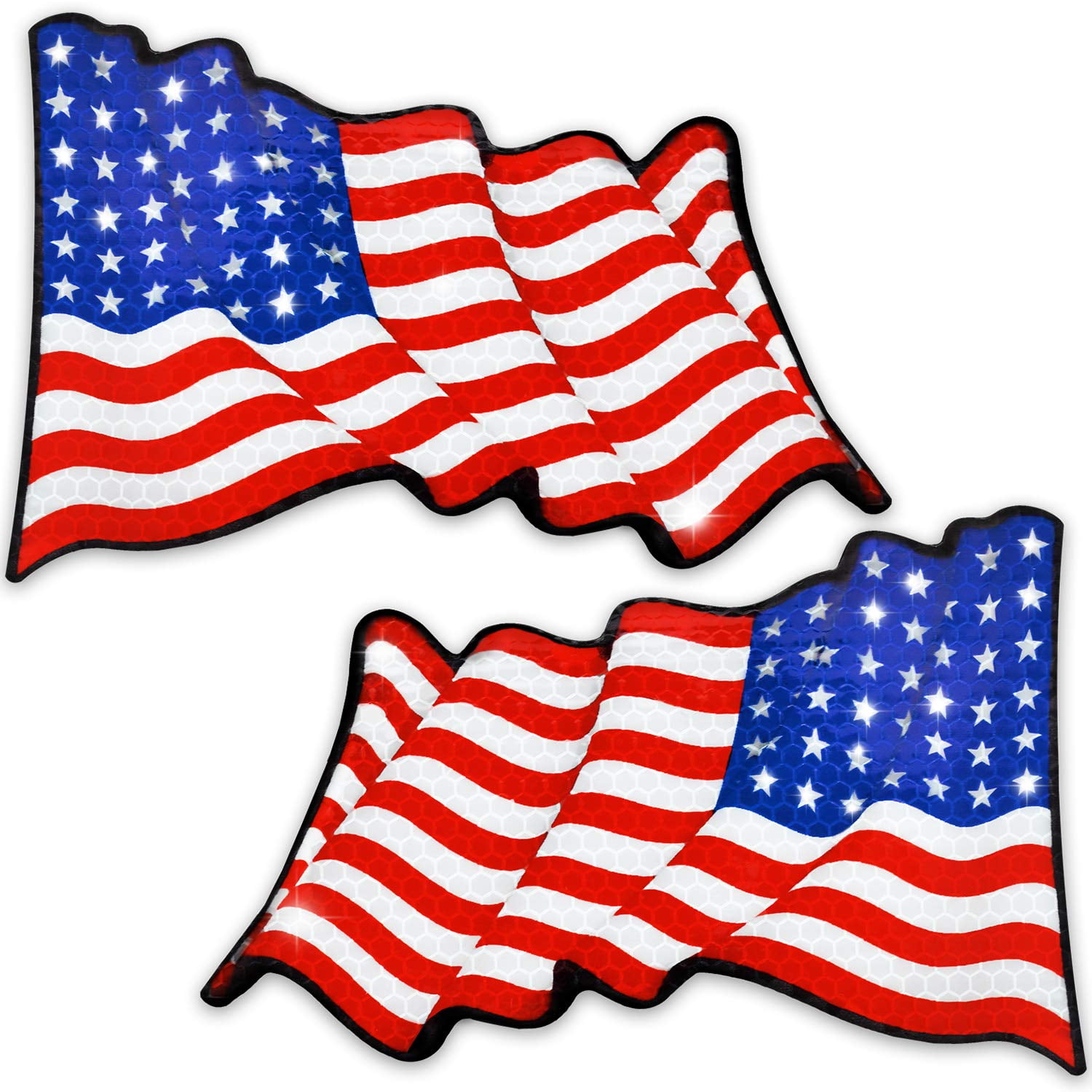 Reflective American Flag Magnet for Car | Pair of Patriotic Waving USA ...