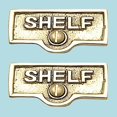 2 Switch Plate Tags SHELF Name Signs Labels Lacquered Brass Traditional ...