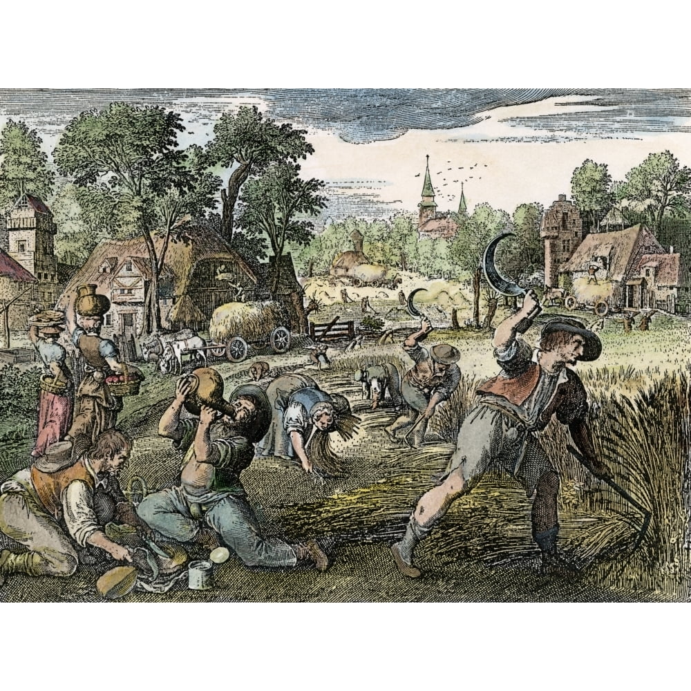 Farming 17Th Century. Npeasants Farming. German Copper Engraving 17Th ...
