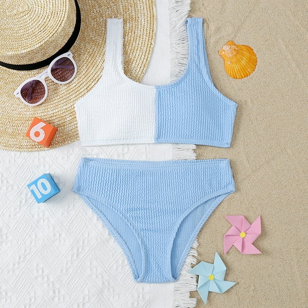 GYRATEDREAM 7-14T Child Girls 2 Piece Bikini Set Color Block Swimsuit ...