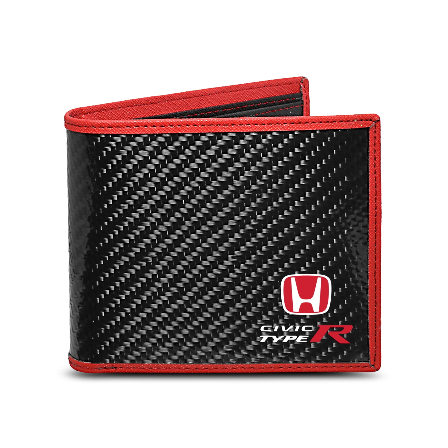 Honda Civic Type-R Real Premium Black Carbon Fiber Wallet with Red ...