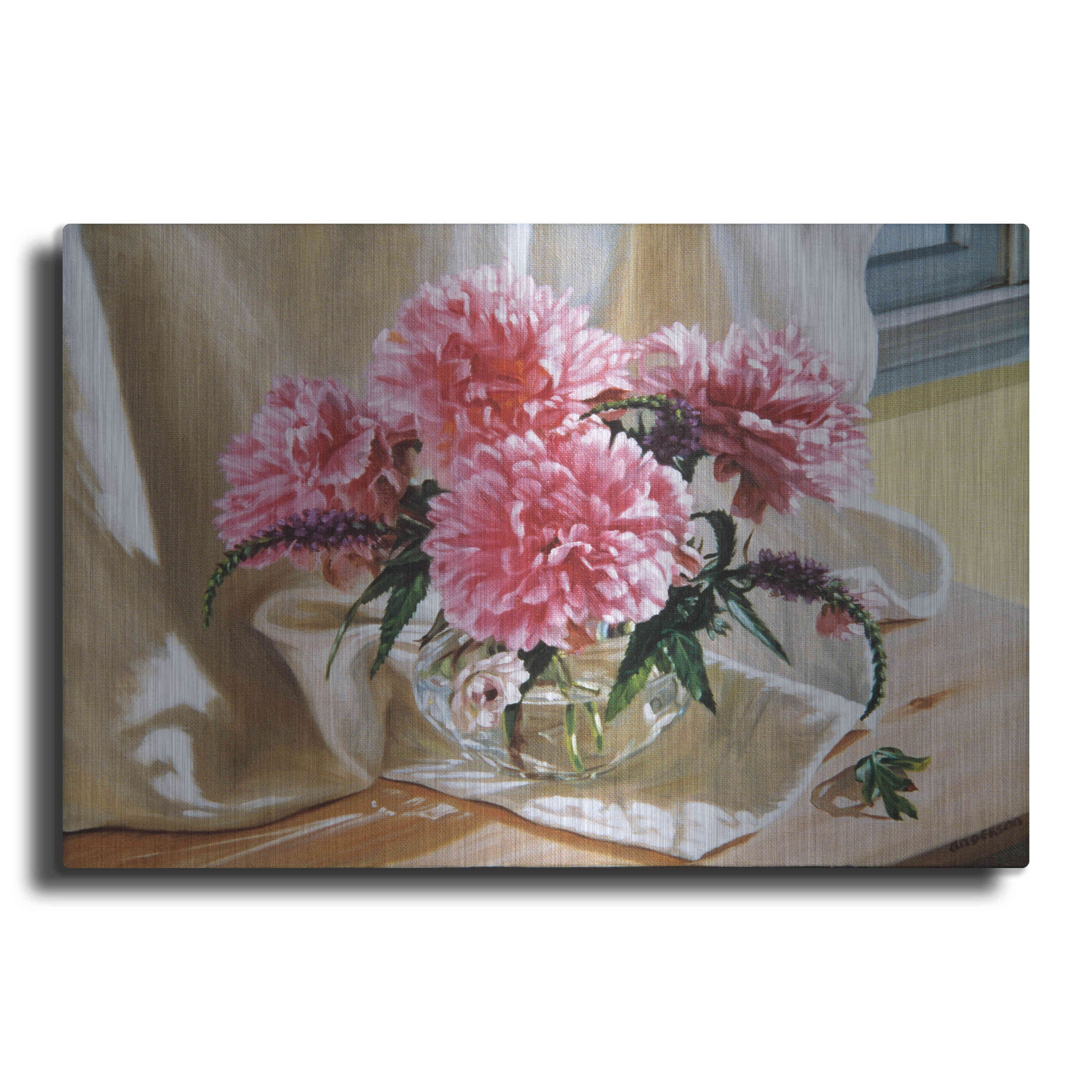 Luxe Metal Art 'Peonies' by Robin Anderson, Metal Wall Art, 24"x16 ...