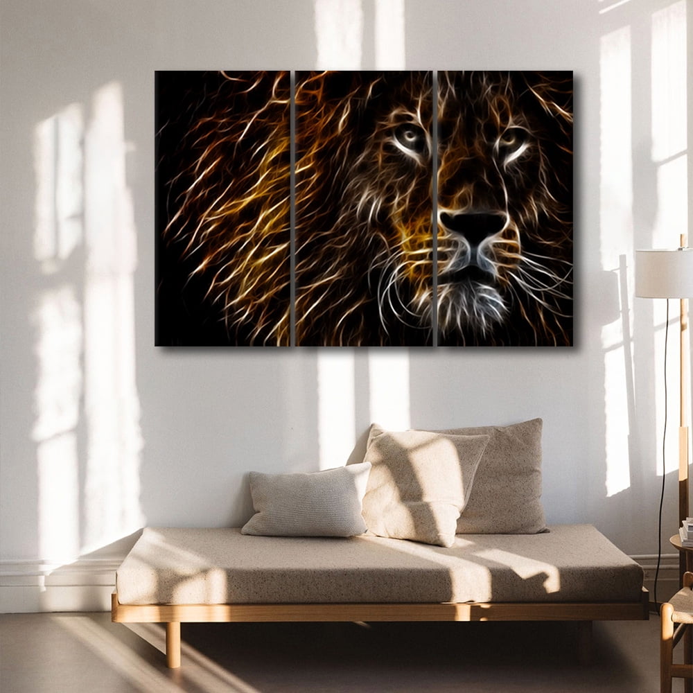 TISHIRON 3PCS Framed Canvas Wall Art Set,36"x24" African Brown Lion ...