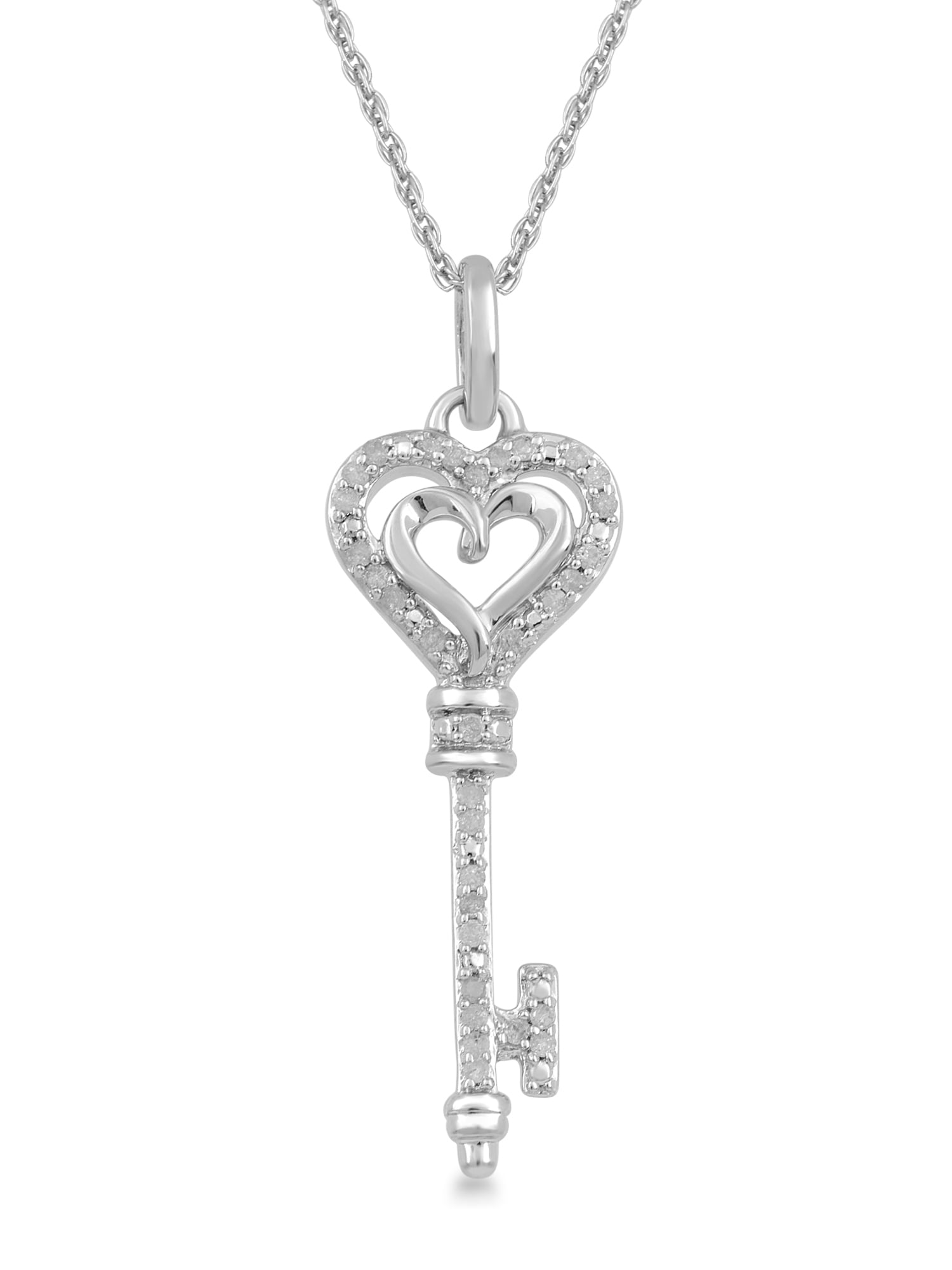 SS 1/10 CTTW DIA HEART KEY PD W/CH - Walmart.com