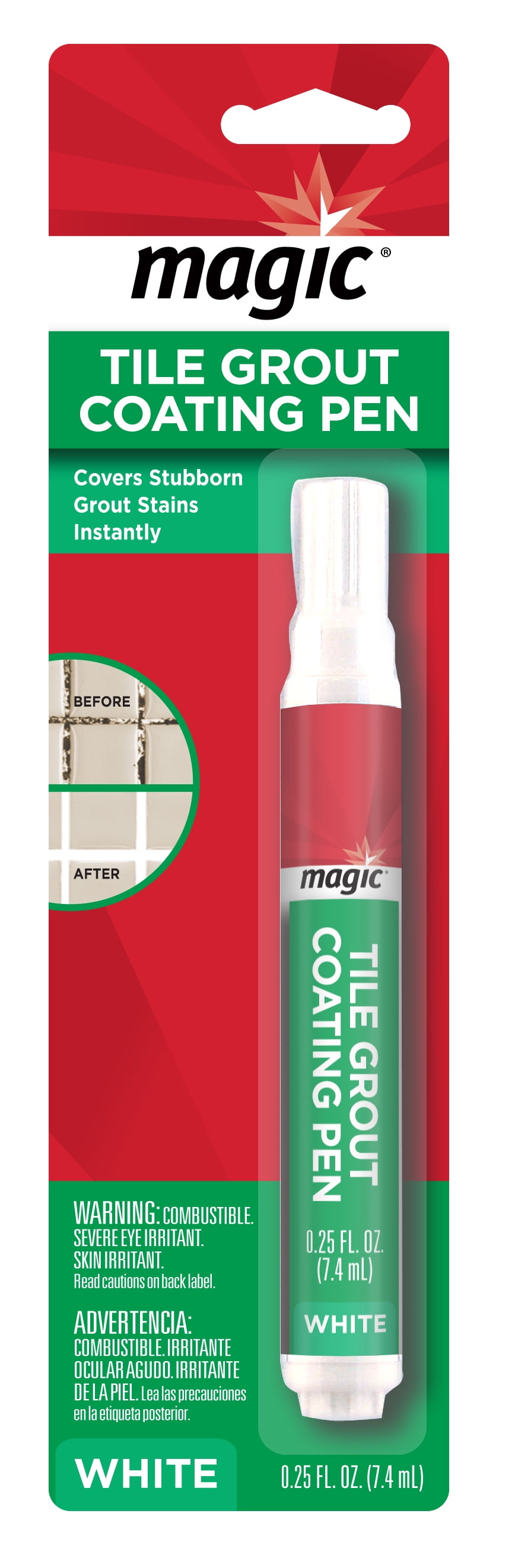Magic Tile Grout Coating Pen, White, .25 Fl Oz - Walmart.com