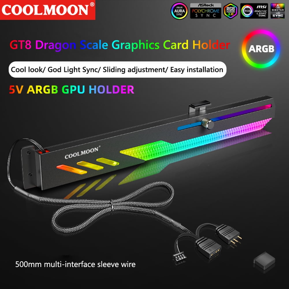 Buy COOLMOON GT8 Horizontal GPU Support 5V ARGB Bracket Video Card ...