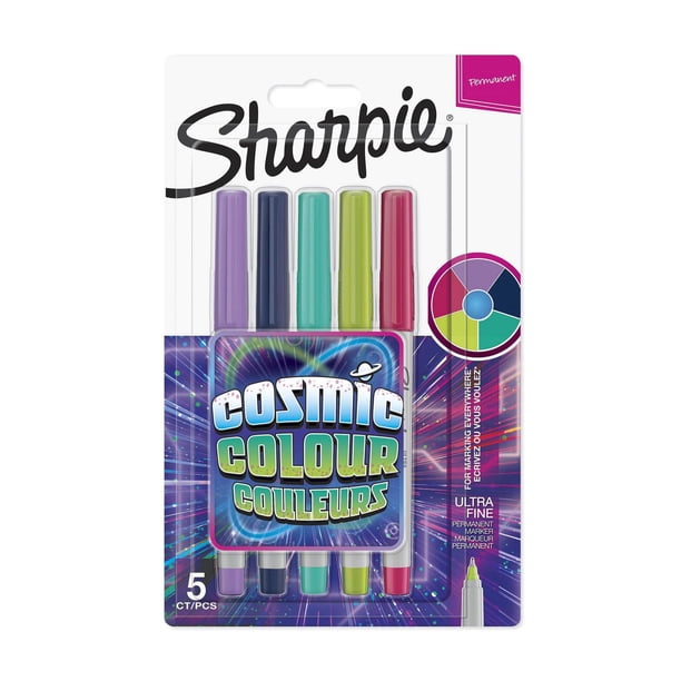 Sharpie Permanent Markers, Ultra Fine Point, Cosmic Colour, 5-Pack ...