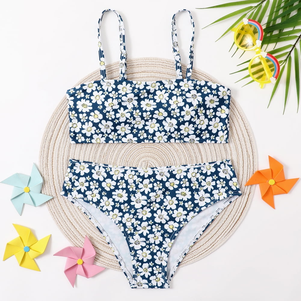 GYRATEDREAM 8-12Y Child Girls Daisy V Neck Tankini Bikini Bathsuit 2PCS ...