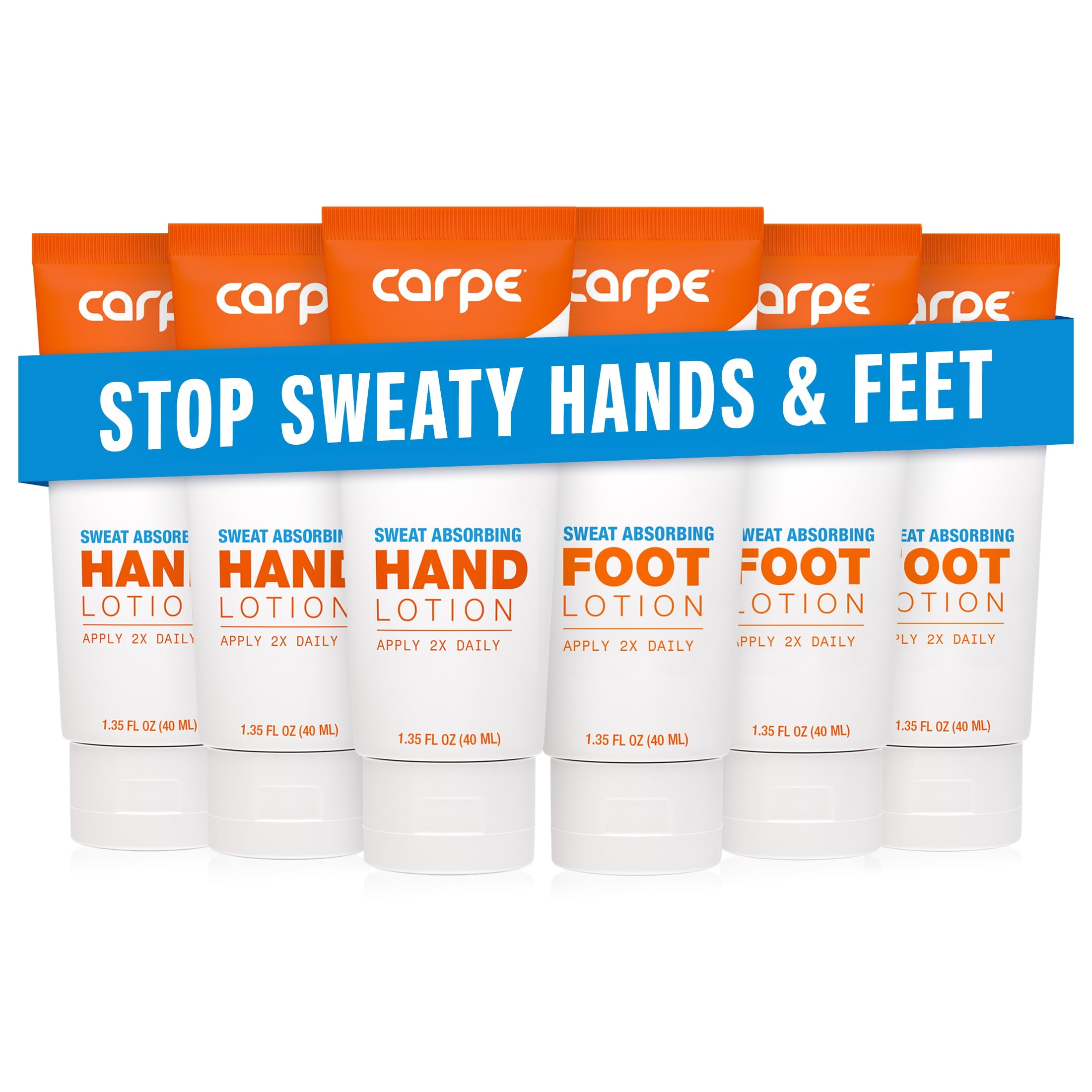 Carpe Sweat Absorbing Hand and Foot Lotion Bundle (3 Hand and 3 Foot ...