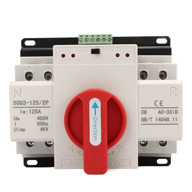 Interruptor de transferencia automática de doble potencia, mango rojo, interruptor de cambio de ...