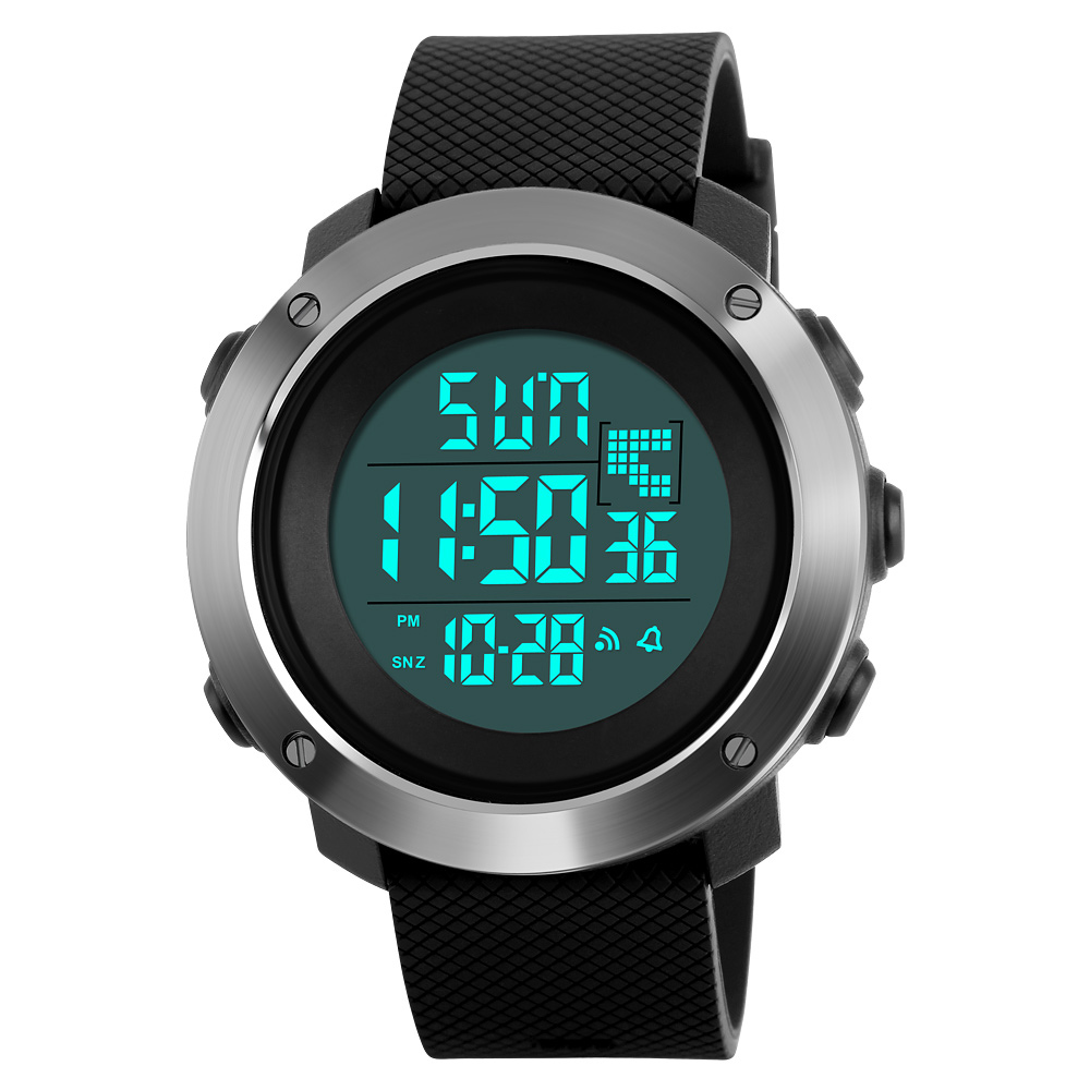 Black Water Resistant 5 ATM Or 50m 1268 Men s Digital PU Resin Band Black Water Resistant 5 ATM Or 50m 1268 Men s Digital PU Resin Band