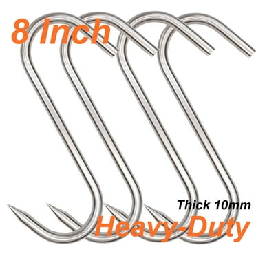 4pack 8inch Heavy Duty S-Hooks Stainless Steel Meat Processing Butcher ...
