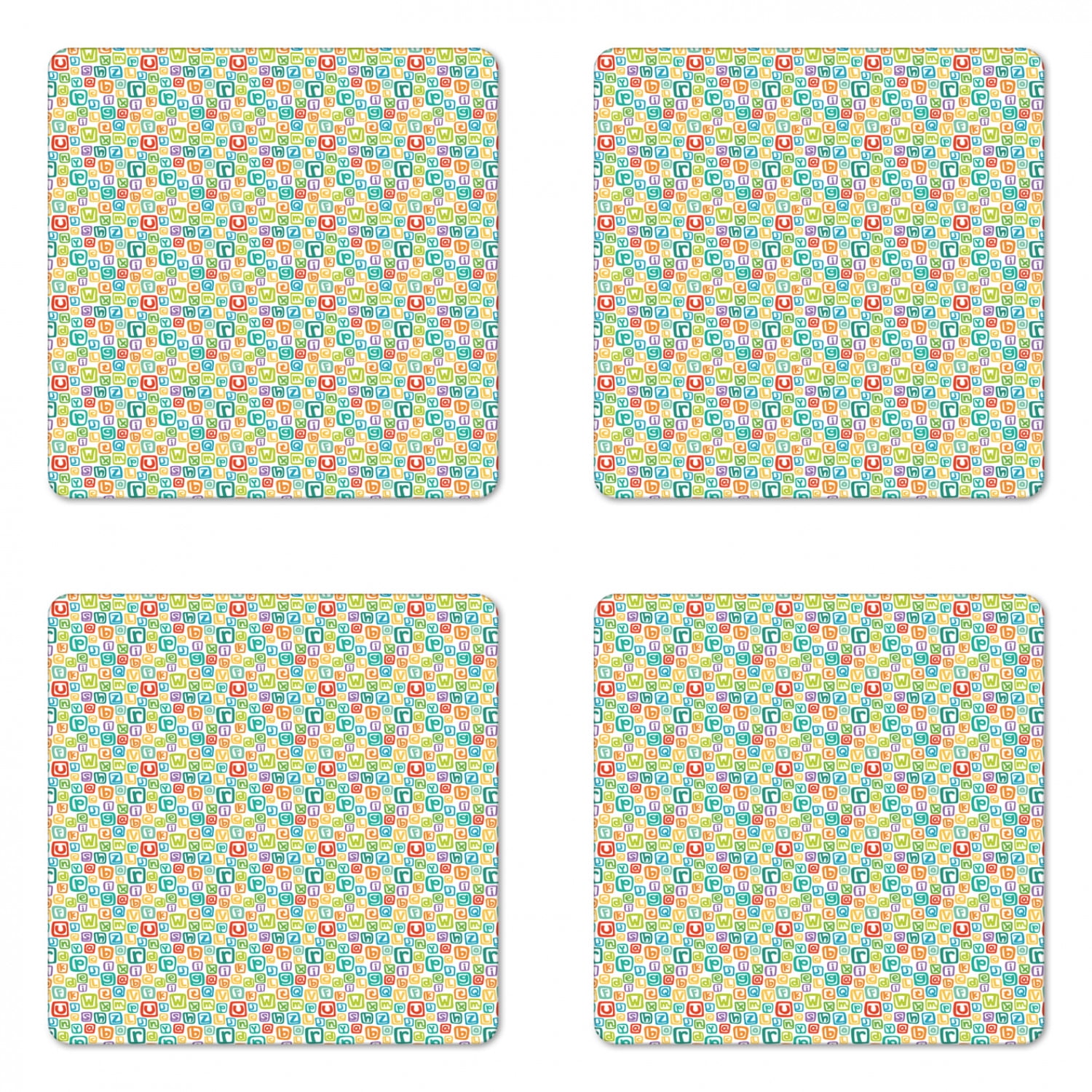 Alphabet Coaster Set of 4, Learning English Themed Childish Irregular ...